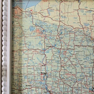 1974 Vintage Wisconsin Map in White Picture Frame - Etsy
