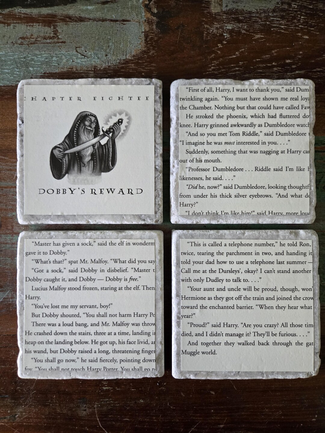 Harry Potter Book Page Coasters: Chapter Excerpts, Set of 4 - Etsy