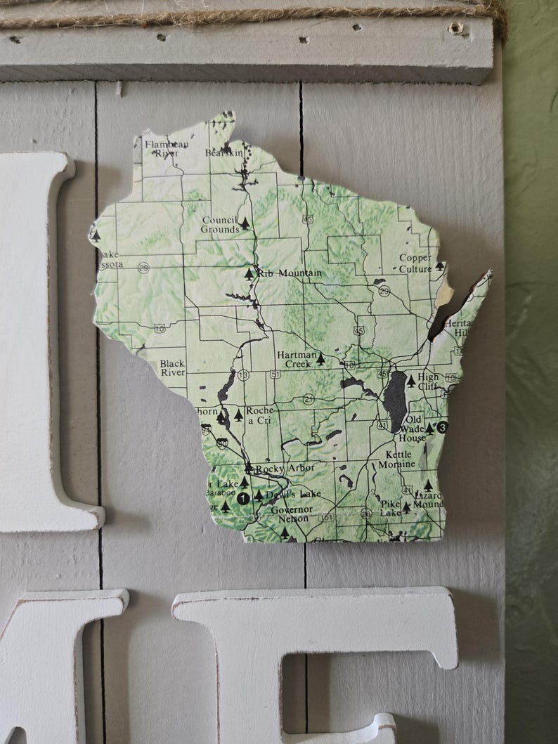 Wisconsin Map Sign - Wall Decor - Home Decor - Wisconsin - Wisconsin ...