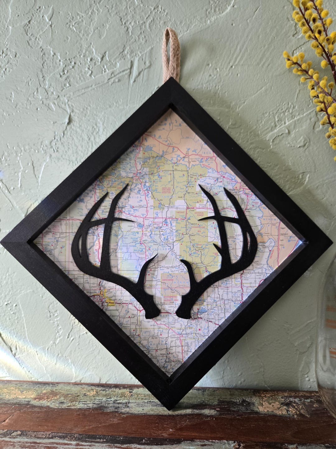 Wisconsin Map Deer Antlers - Antler Decor - Buck Decor - Deer - Deer ...