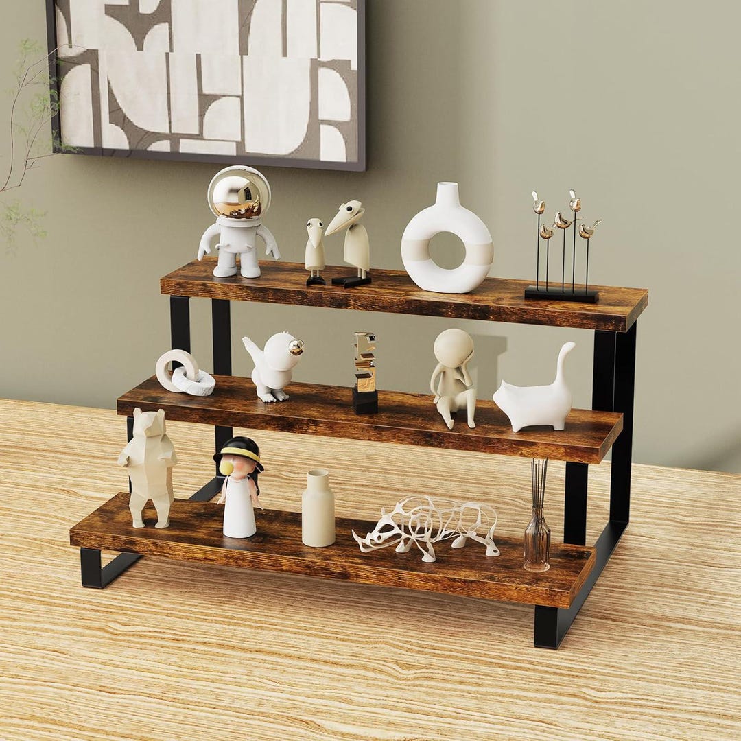 Wooden Tiered Display Stand Multi-use Shelf for Perfume, Kitchen Spices ...