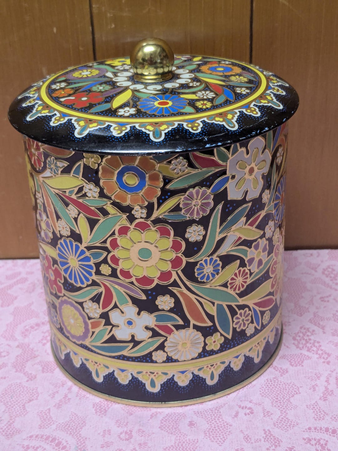 Vintage Rococo Cookie Biscuit Multi-color Cloisonné Style Tin for ...
