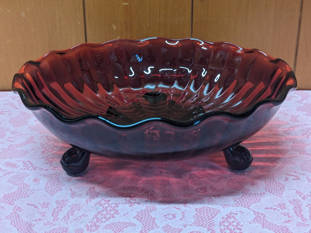 Vintage Ruby Red Glass Candy Dish With Handle - Etsy