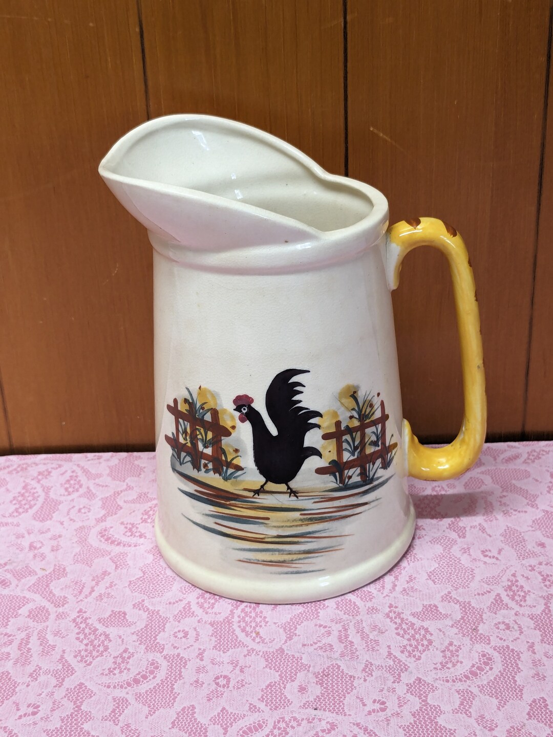 Vintage Unmarked Pancake Batter Pitcher With Black Rooster Motif - Etsy