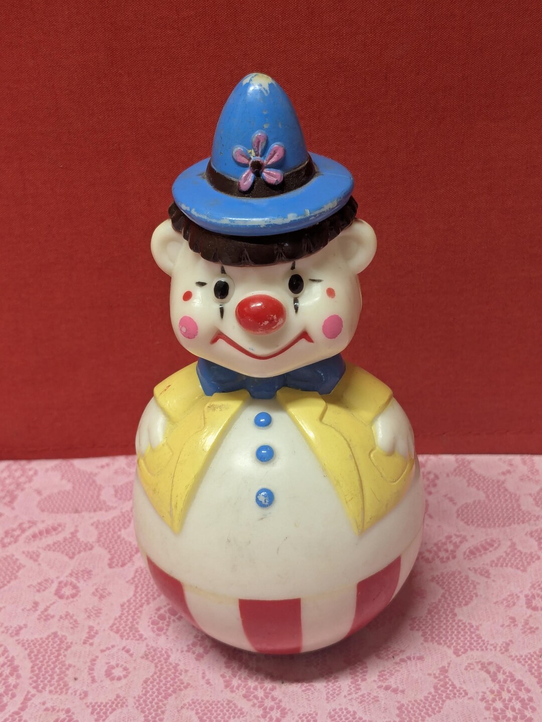 Vintage Wobbly - Round Bottom Roly-poly Clown With Sound! - Etsy