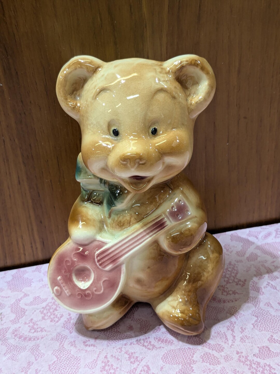 Vintage Royal Copley 7" Teddy Bear With Mandolin Planter - Etsy