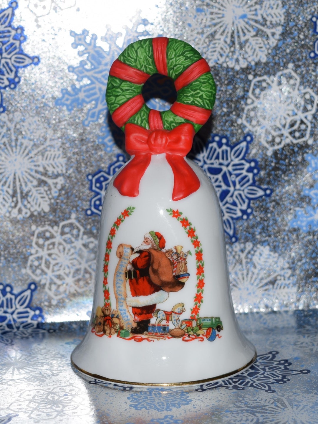 Vintage AVON Christmas Bell With Santa Checking His List and His Toys ...