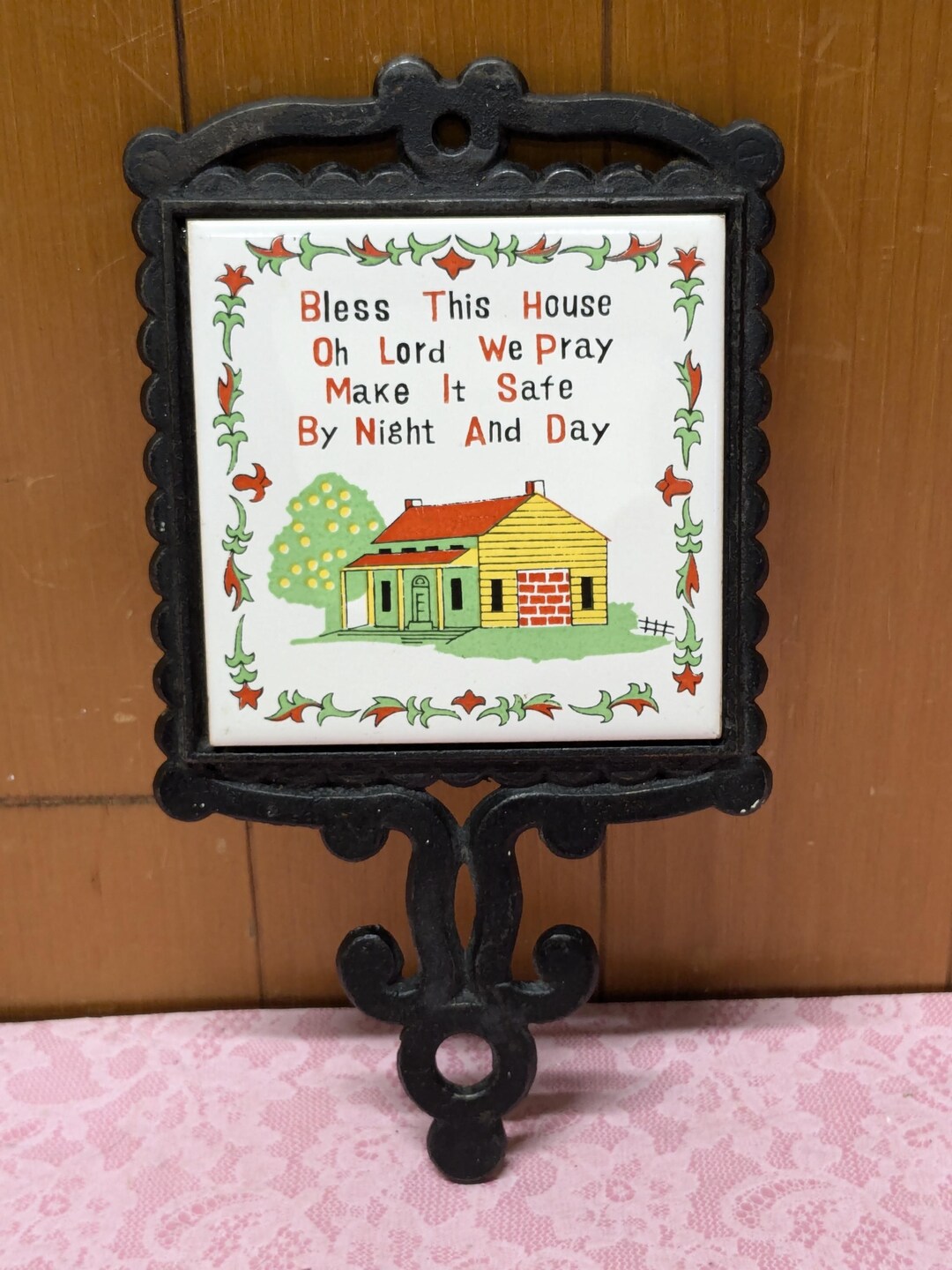 Vintage Cast Iron Trivet: Farmhouse Kitchen Prayer Tile, Made in Japan ...