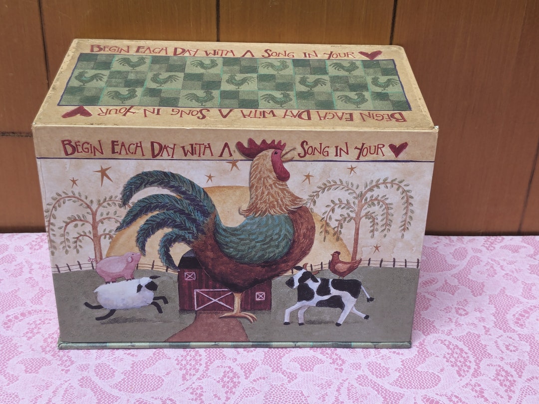 Vintage Recipe Box With Farm Animal Motif - Etsy