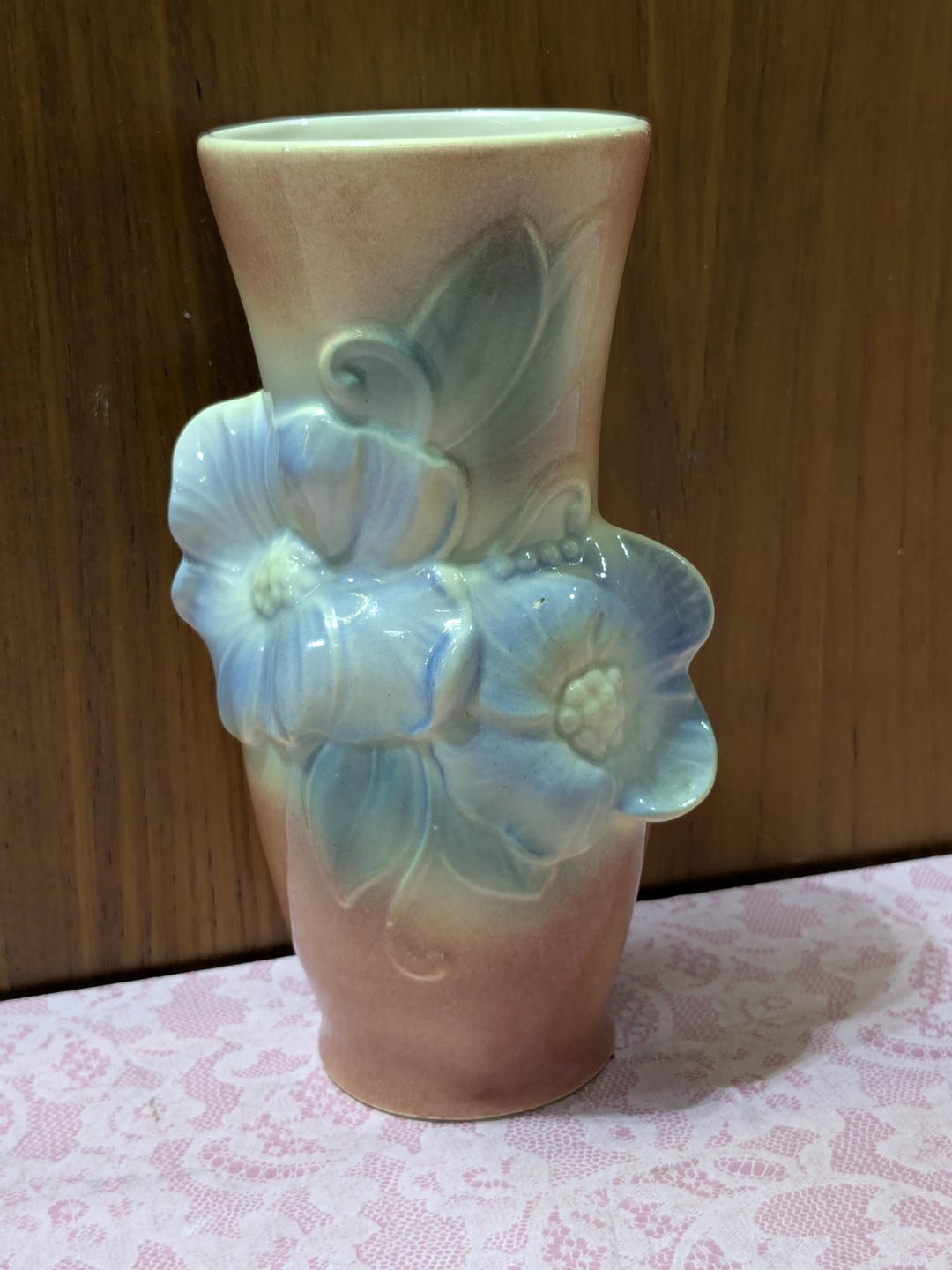 Royal Copley Vase: Blue Floral, Pink Glaze - Vintage Giftware - Etsy