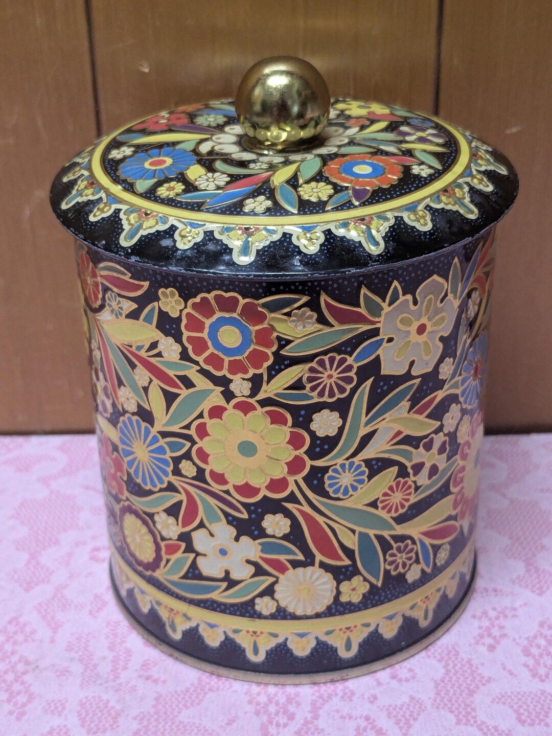 Vintage Rococo Cookie Biscuit Multi-color Cloisonné Style Tin for ...