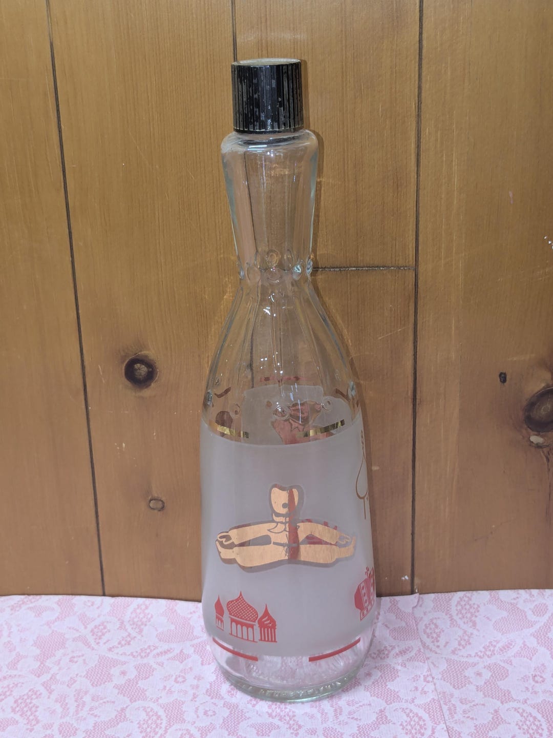 Vintage Arrow Vodka Bottle - Frosted Glass Decanter - Russian Motif - Etsy
