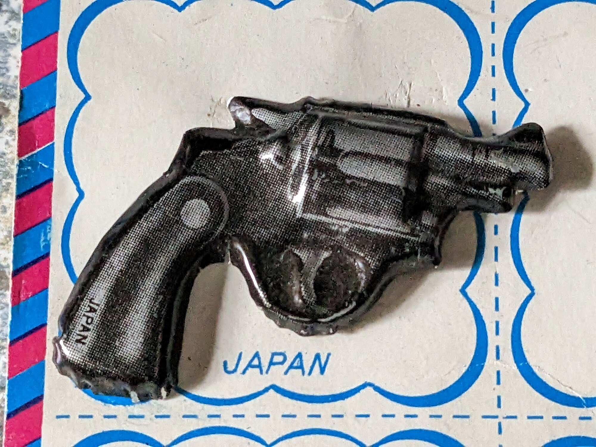 Vintage Badge Mount Set Tiny Lapel Pins Shape of a Pistol Marked JAPAN ...