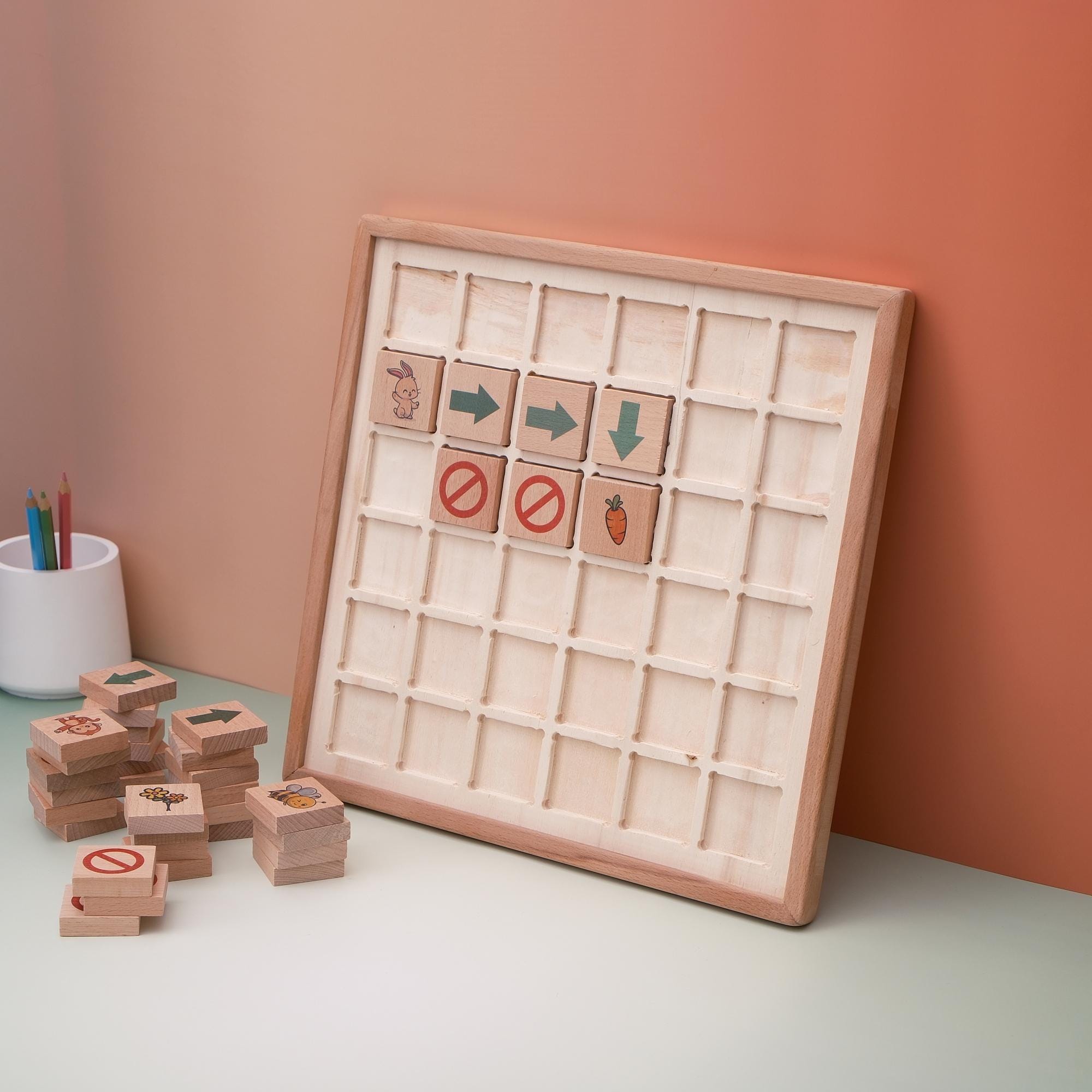 Wooden Coding Activity for Kids, Unplugged Coding Toy, Screen Free ...