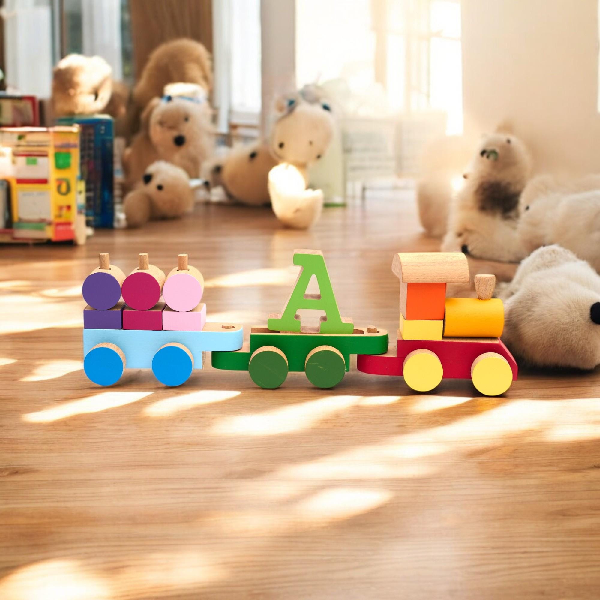 Handmade Wooden Alphabet Train Set, Montessori Learning Toy - Etsy