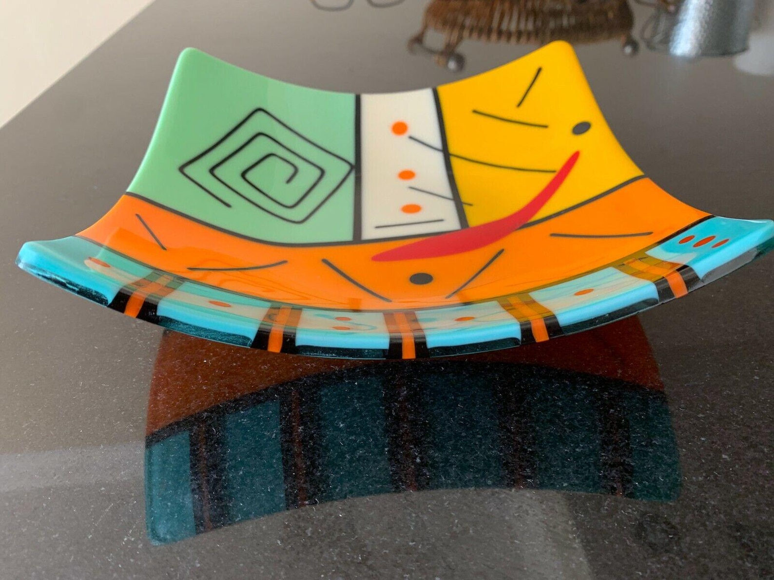 Slumped Art Glass SQUERE Mid-century Modern Style Colors and Shapes ...