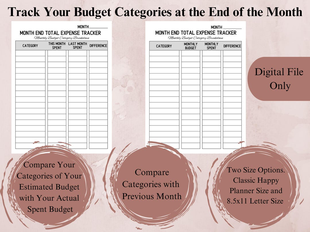 End of Month Budget Template or Planner, 2025 Monthly Budget, Monthly ...