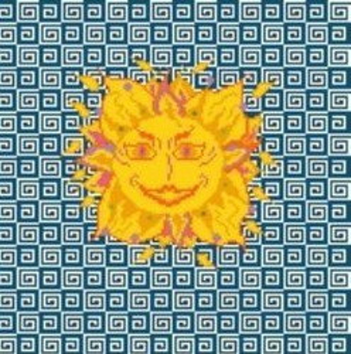 Sun With Face on Mosaic Tile - Needlepoint or Cross Stitch Pattern ...