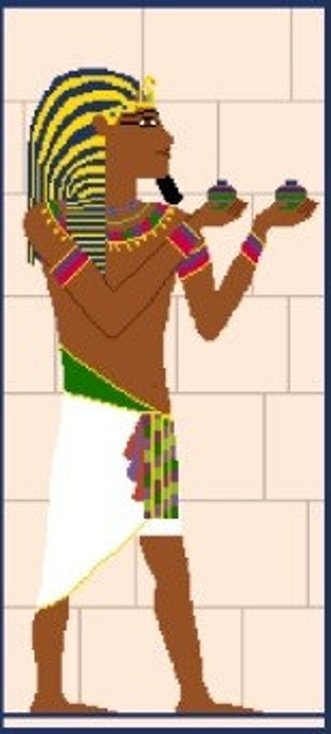 Egyptian King Tut Needlepoint or Cross Stitch Pattern Design Chart - Etsy