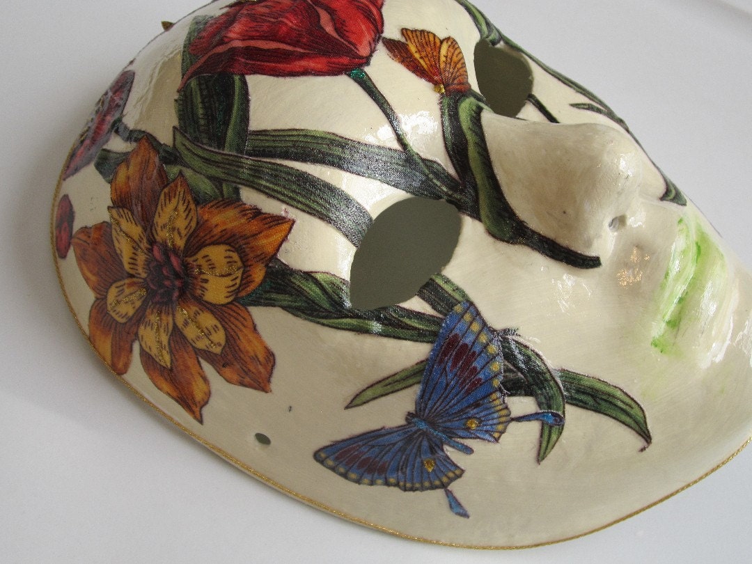 Multi-colored Flower Paper Mache Mask / Venetian Mask / Butterflies ...