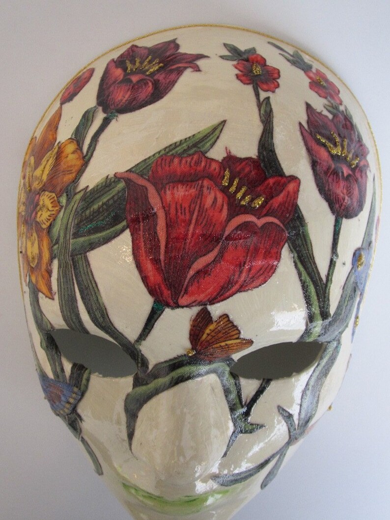 Multi-colored Flower Paper Mache Mask / Venetian Mask / Butterflies ...