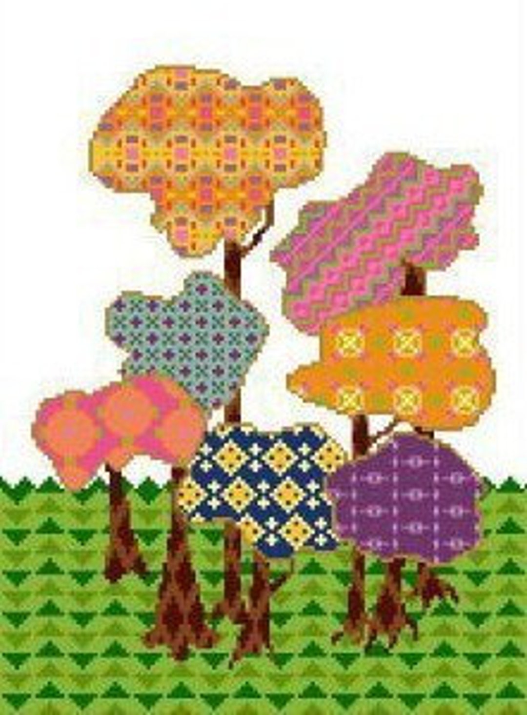 Calico Forest Cross Stitch or Needlepoint Pattern - Etsy