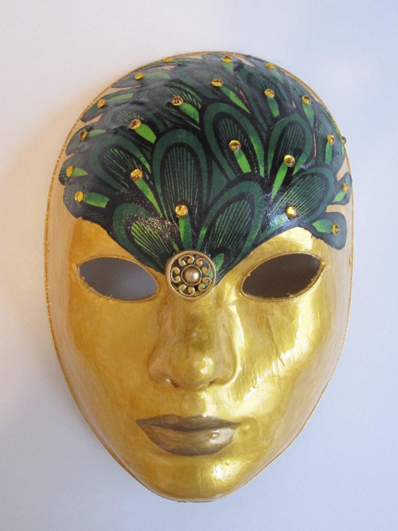 Paper Mache Peacock Mask Venetian Style Gold - Etsy
