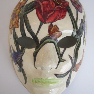 Multi-colored Flower Paper Mache Mask / Venetian Mask / Butterflies ...