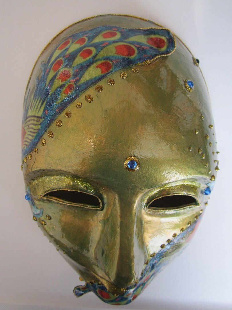 Paper Mache Mask With 2 Peacocks Venetian Style Gold - Etsy