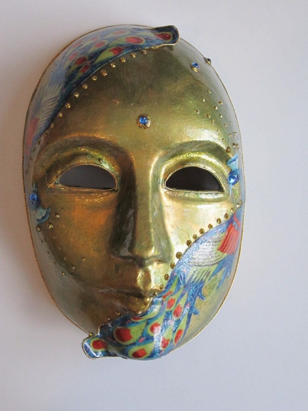 Paper Mache Mask With 2 Peacocks Venetian Style Gold - Etsy