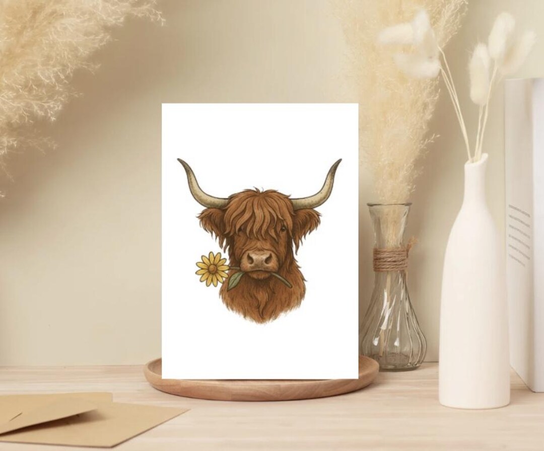 10 Pack Highland Cow Greeting Cards - Blank Inside - Perfect for Any ...