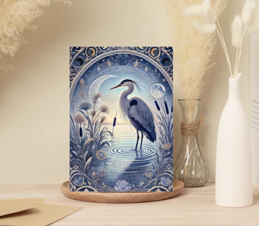 10 Pack Elegant Heron Greeting Cards | Nature-inspired Blank Cards 5x7 ...