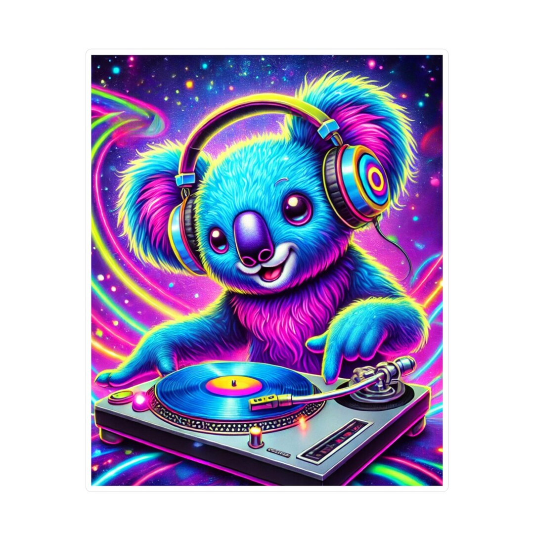 DJ Koala Vinyl Decal: Vibrant Music Lover Sticker - Etsy