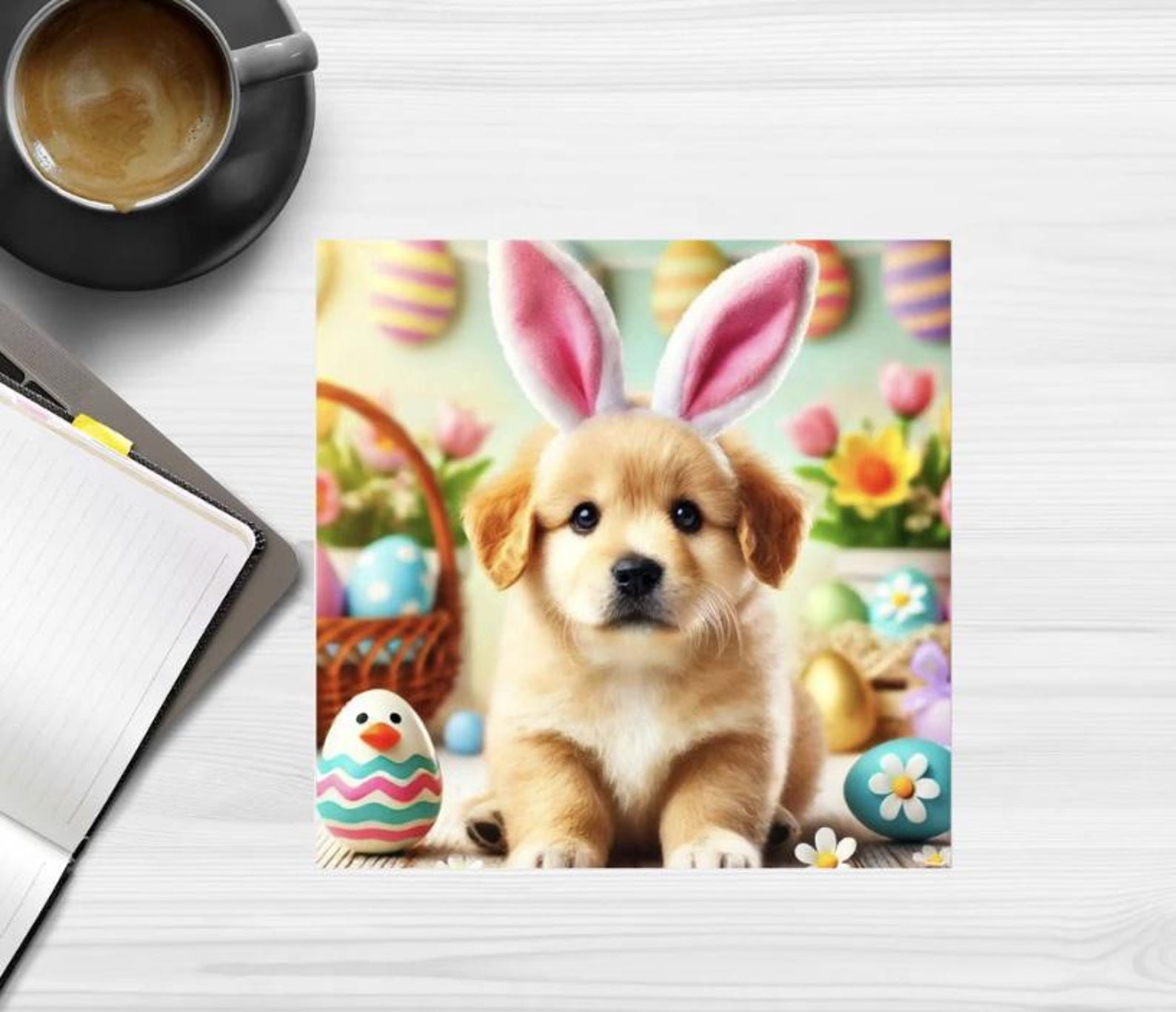 10 Pack Cute Puppy Easter Cards - Golden Retriever Easter Greeting ...
