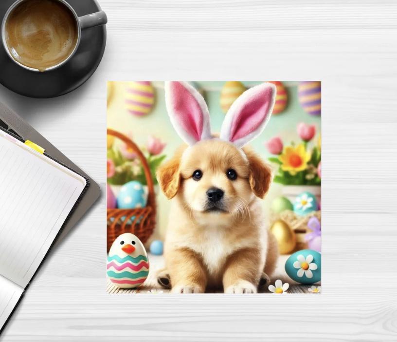10 Pack Cute Puppy Easter Cards - Golden Retriever Easter Greeting ...