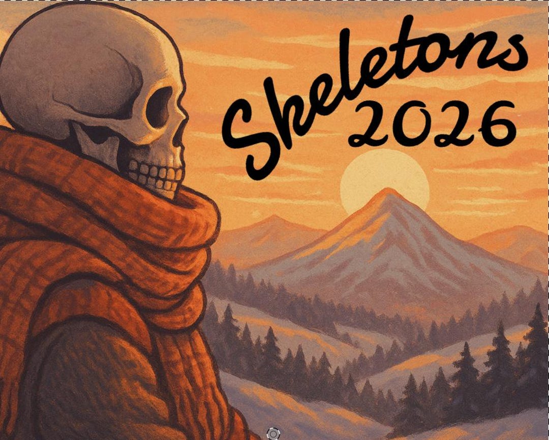 Skeleton Illustrations Wall Calendar 2026 | Skull Art Monthly Calendar ...