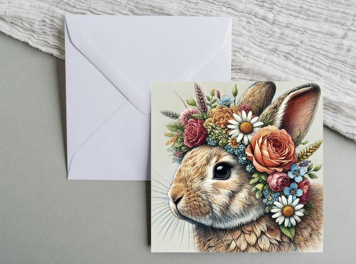 10 Pack Spring Bunny Greeting Card Pack - Blank Inside, Ideal for Any ...