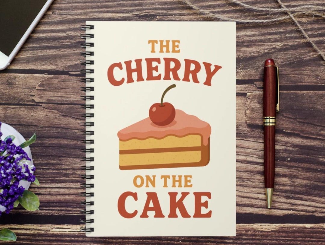 Cherry on the Cake Spiral Notebook - Cute Stationery, Gift for Bakers ...