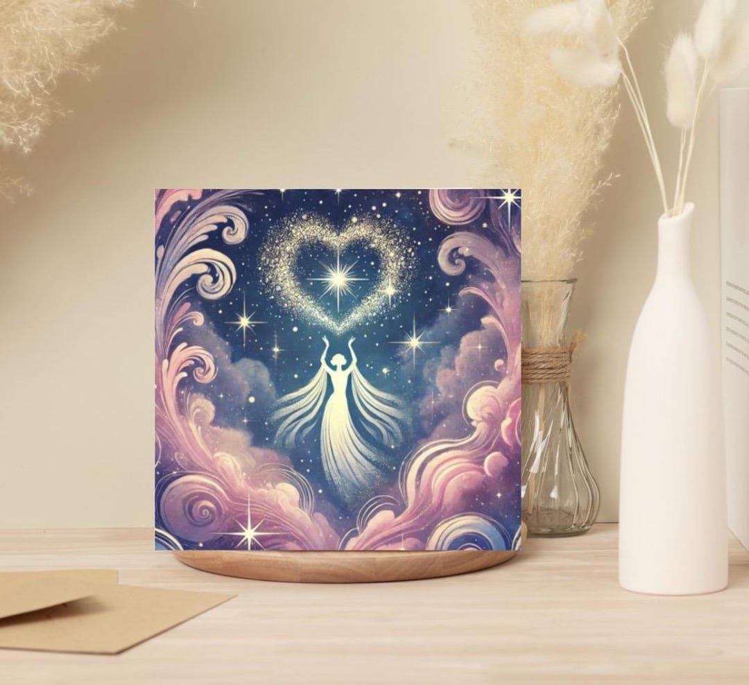 Celestial Heart Goddess Greeting Cards Pack of 10 Blank 5x5 Cards With ...