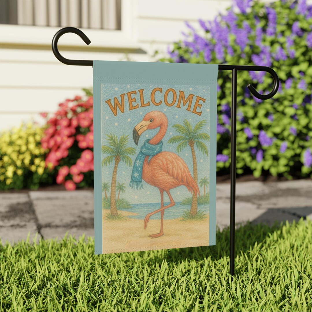 Flamingo Winter Garden House Flag, Outdoor Yard Decoration, Seasonal ...