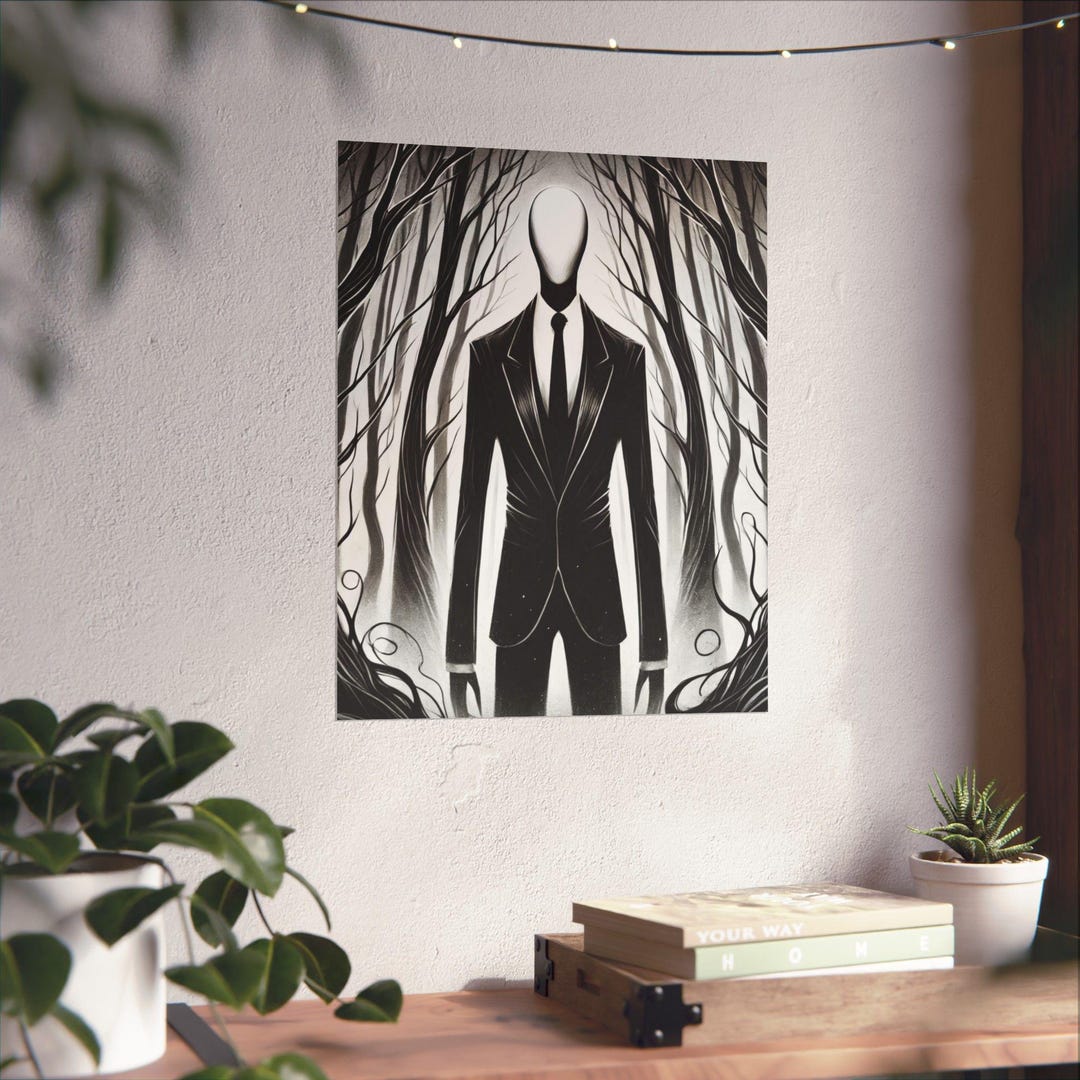 Cryptid Poster, Slender Man Wall Art, Slender Man Lover Gift, Home ...