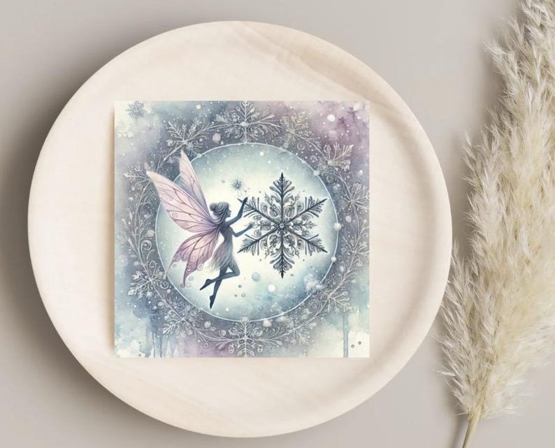 Winter Fairy Greeting Cards: Snowflake Art, Holiday Note Cards (5x5, 10 ...