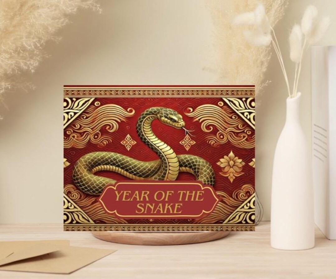 10 Pack Year of the Snake Greeting Cards - Pack of 10 Blank 5x7, Lunar ...