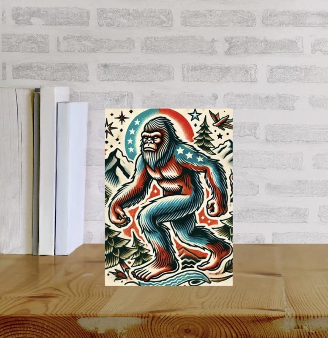 Bigfoot Greeting Cards: Vintage Sasquatch Art, 10 Pack - Etsy