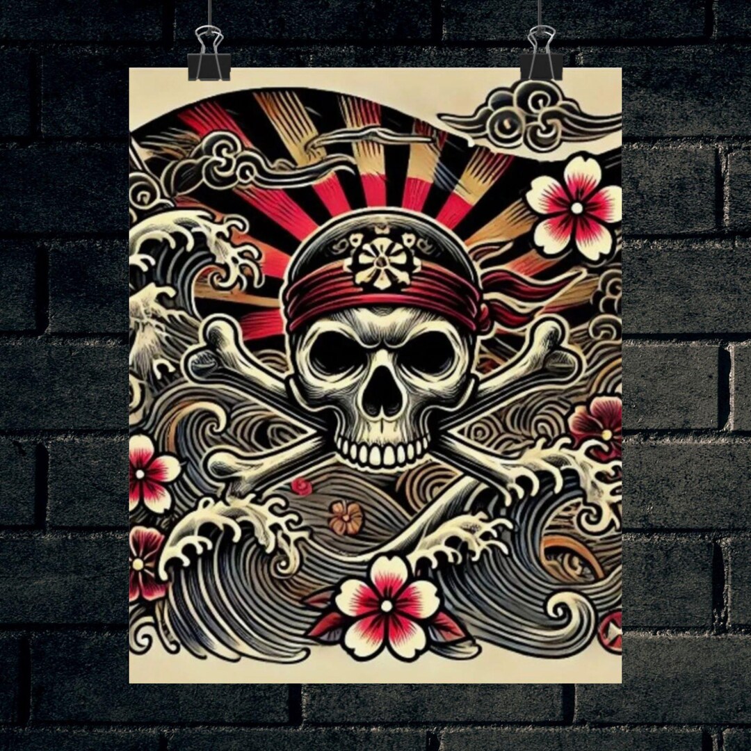 Pirate Skull Wall Art Poster, Matte Vertical Poster for Home Decor ...