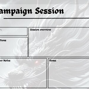 Printable Dungeons & Dragons Themed Session Notes – Dragon Graphic ...