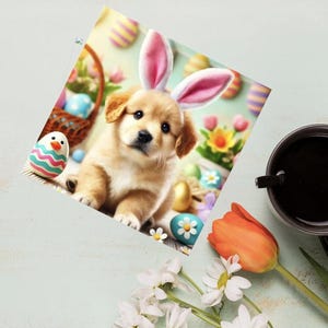 10 Pack Cute Puppy Easter Cards - Golden Retriever Easter Greeting ...