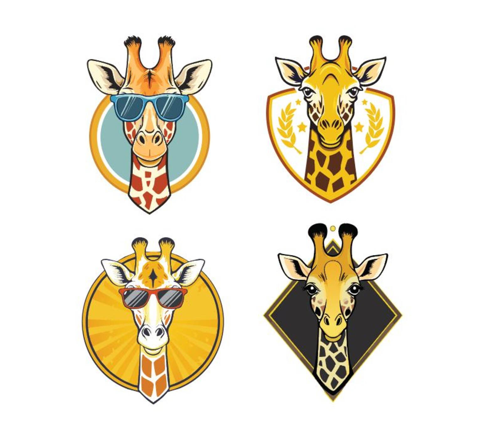 Giraffe Sport Team Logo Set of 9 Digital Avatar Icons Cool Art Profile ...