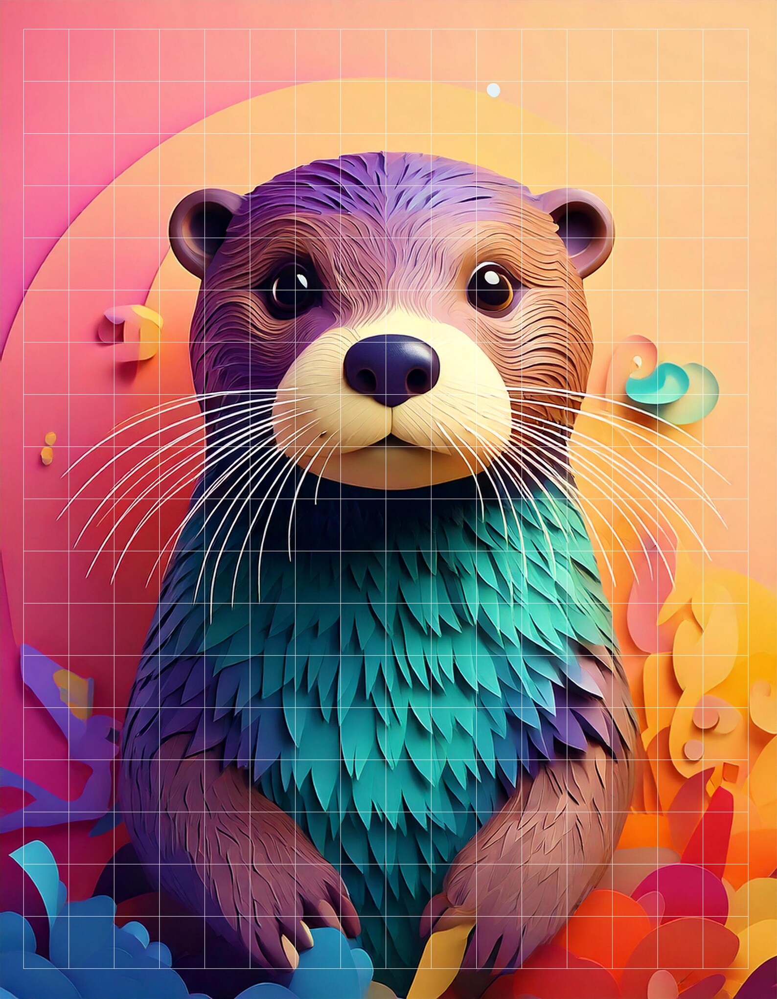 Colorful Otter Digital Art Cute Animal Art for Avatars Otter Screen ...