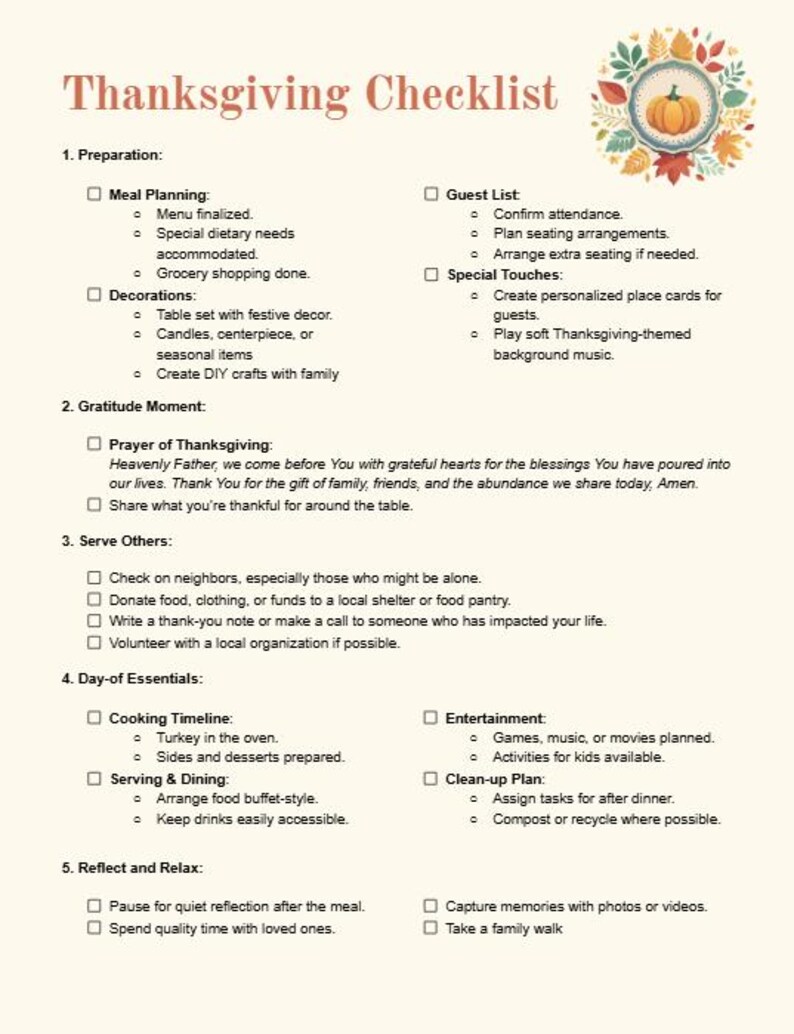 Thanksgiving Planner Printable | Holiday Checklist | Thanksgiving ...